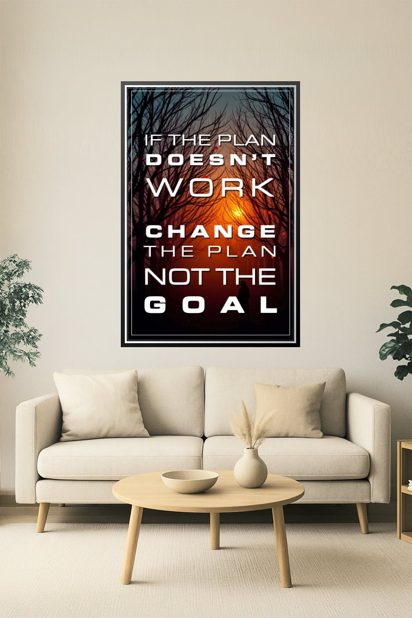 Inspirational Sunset Quote Poster – Change the Plan Not the Goal ...