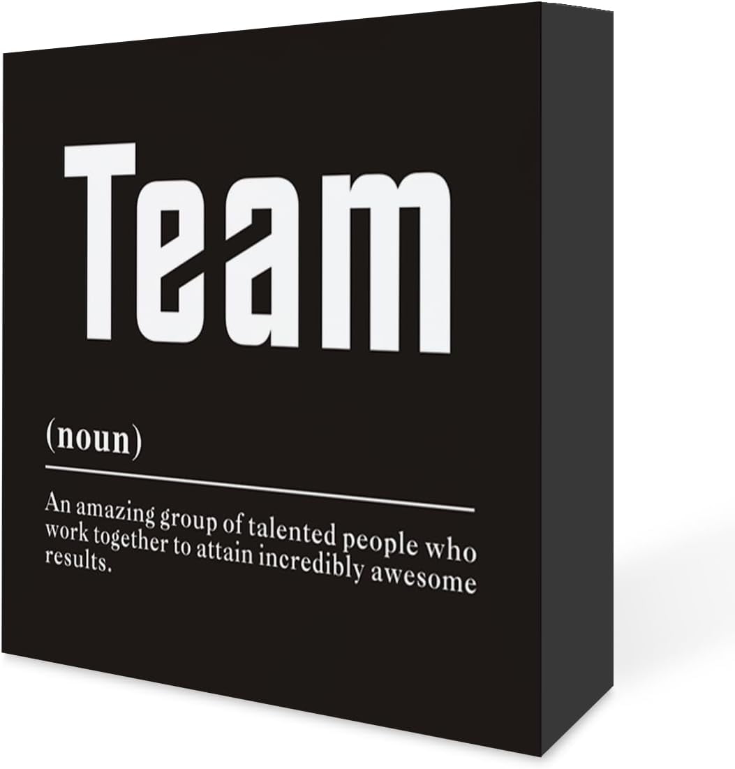 Inspirational Team Noun Office Decor Desk Decor Wooden Box Sign Rustic ...