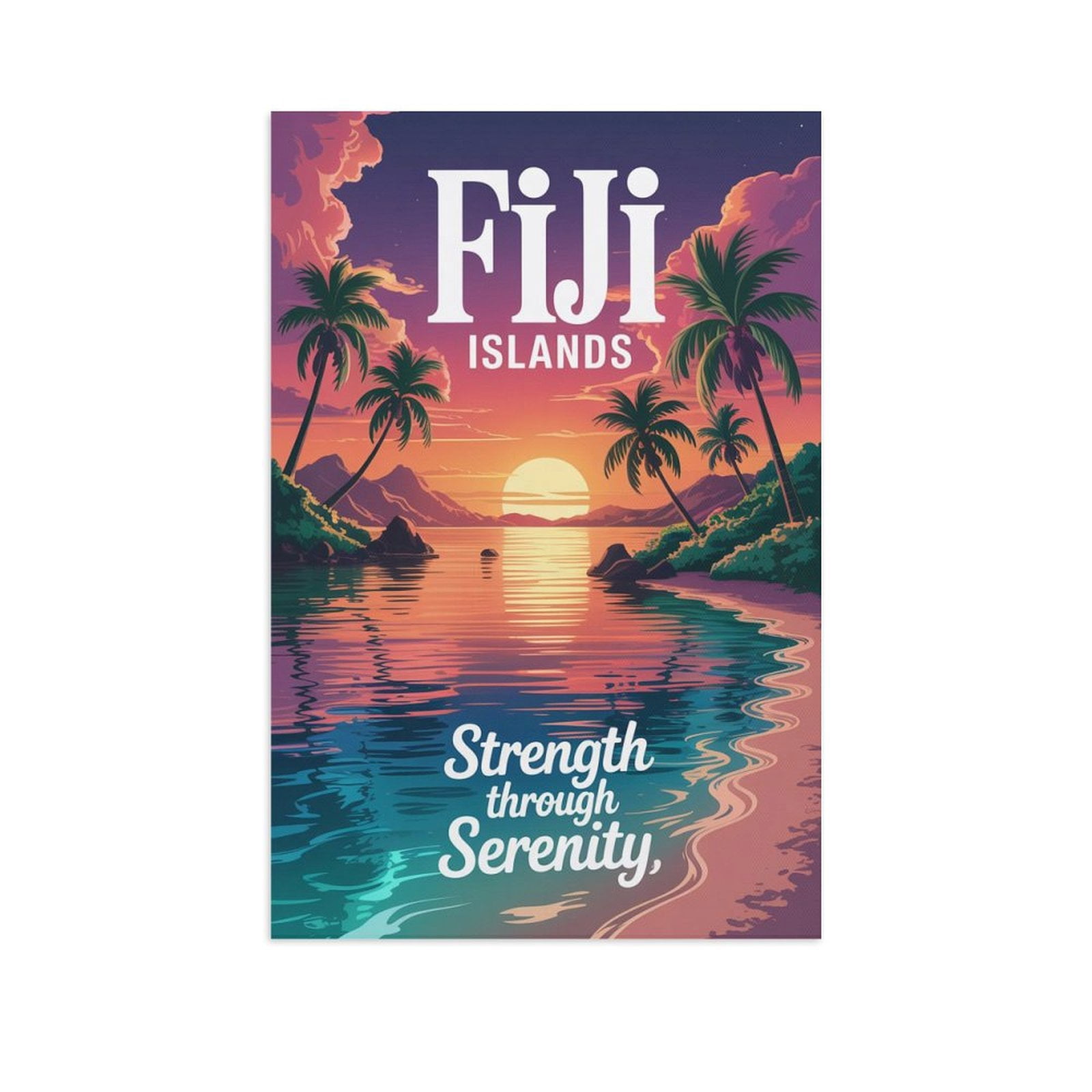 Inspirational Travel Poster Fiji Islands Motivational Wall Art for ...