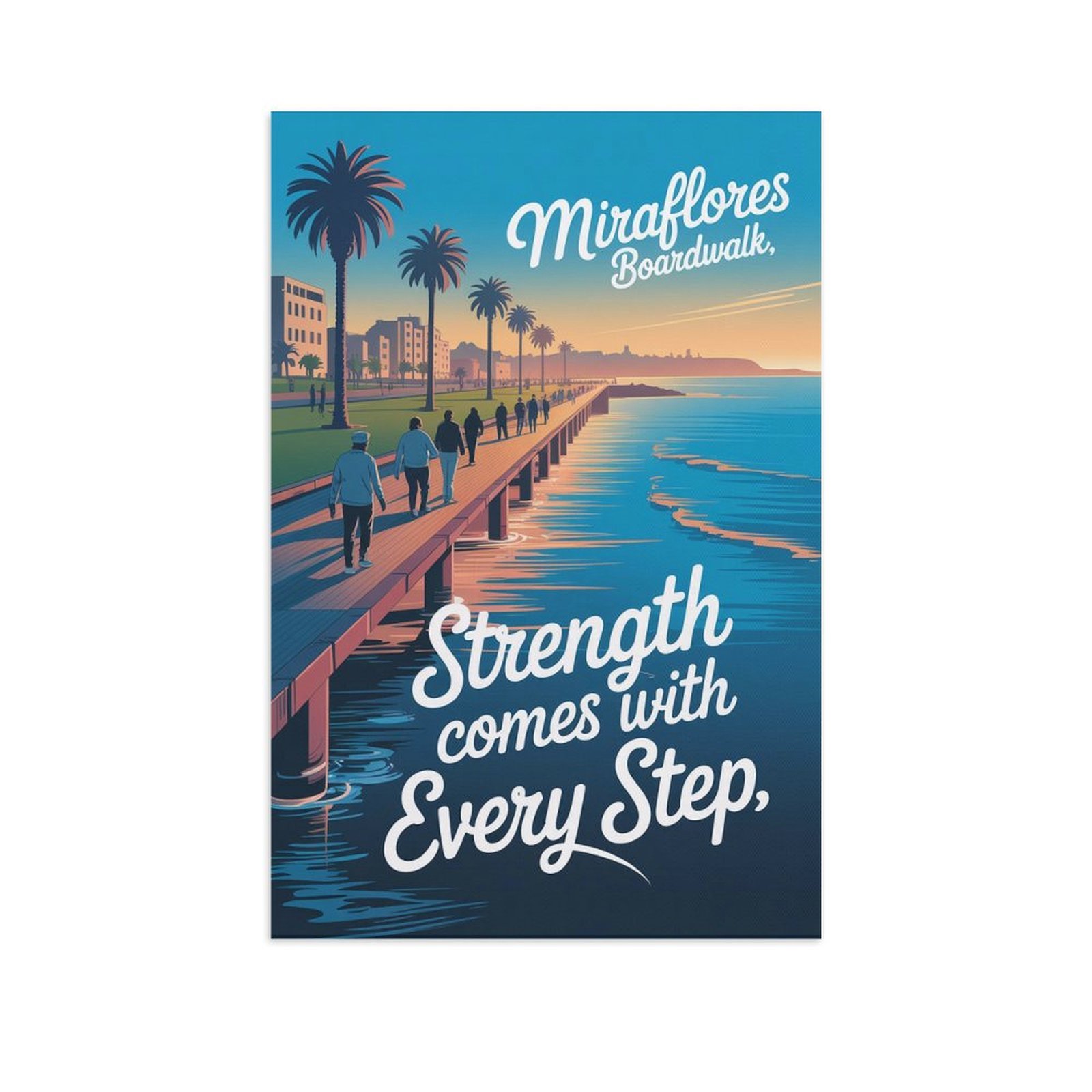 Inspirational Travel Poster Miraflores Boardwalk Motivational Wall Art ...