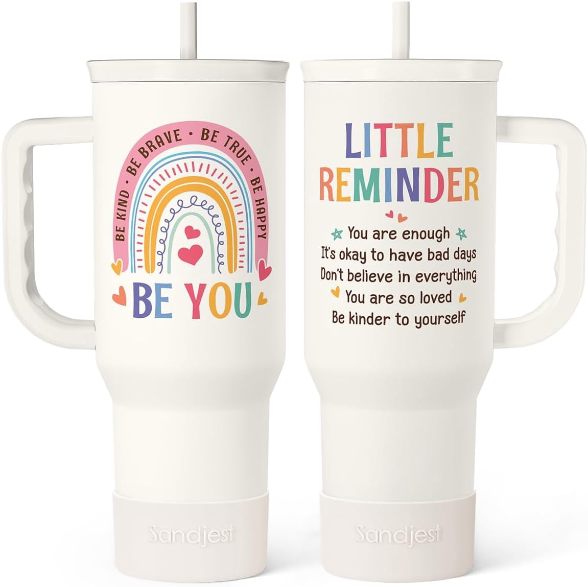 Inspirational Tumbler with Handle 40oz, Positive Reminder Coffee Cups ...