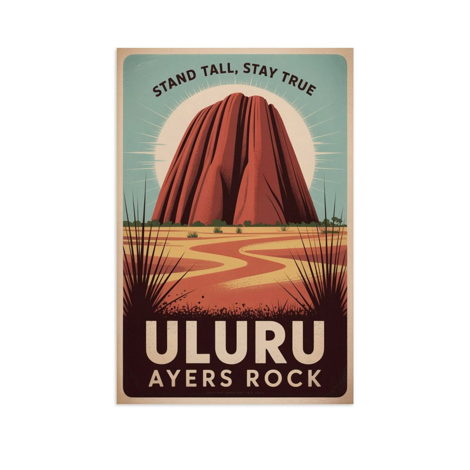 Inspirational Uluru Ayers Rock Poster Retro Motivational Vintage Travel ...