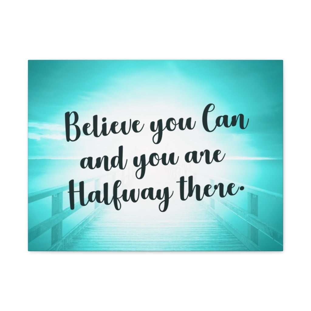 Inspirational Wall Art Believe You Can Blue Motivation Wall Decor for ...