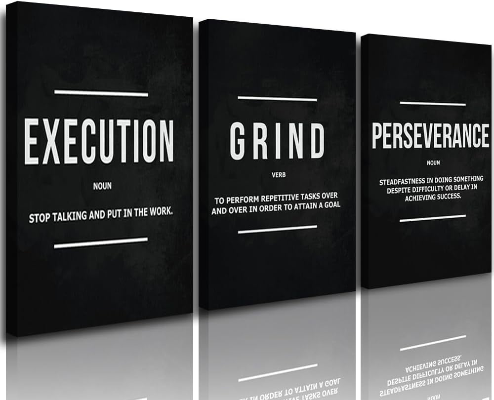 Inspirational Wall Art Black Motivational Execution Canvas Wall Decor Grind Posters Prints ...