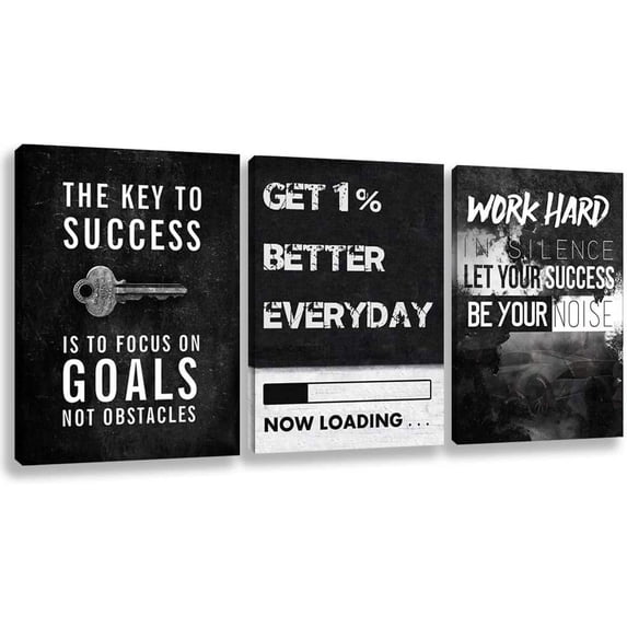 Inspirational Wall Art Canvas Hustle Poster Success Goal Artwork ...
