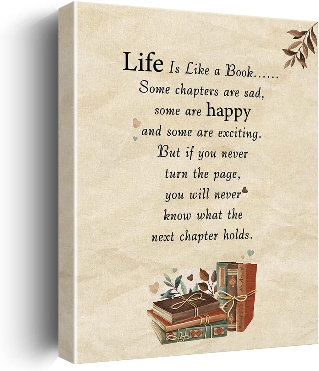 Inspirational Wall Art Decor Life is a Like a Book Quote Canvas ...