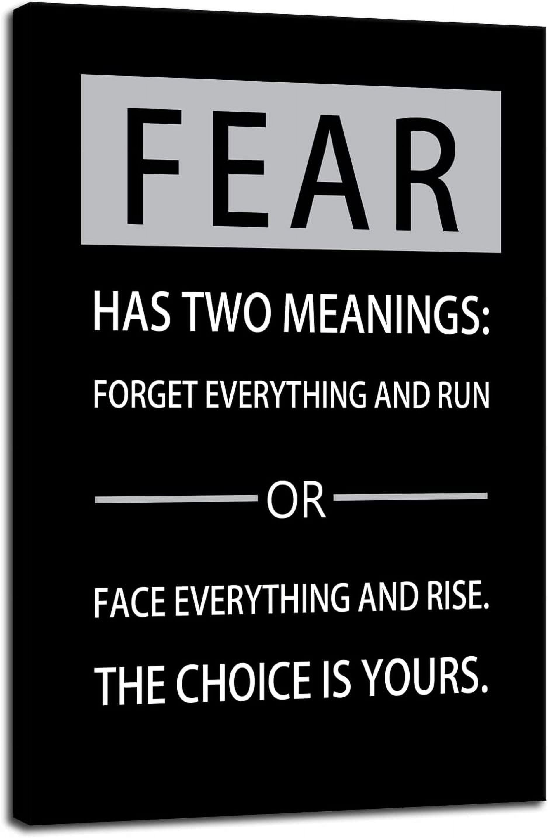 Inspirational Wall Art Fear Has Two Meanings Motivational Canvas ...