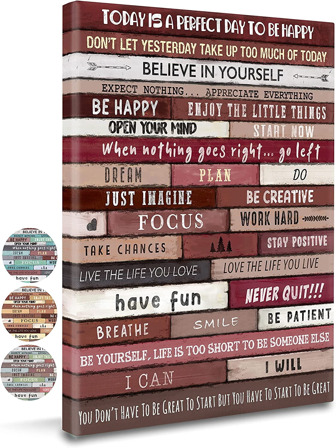 Inspirational Wall Art Framed Canvas 12 x 16 in (Cherry) - Motivational ...