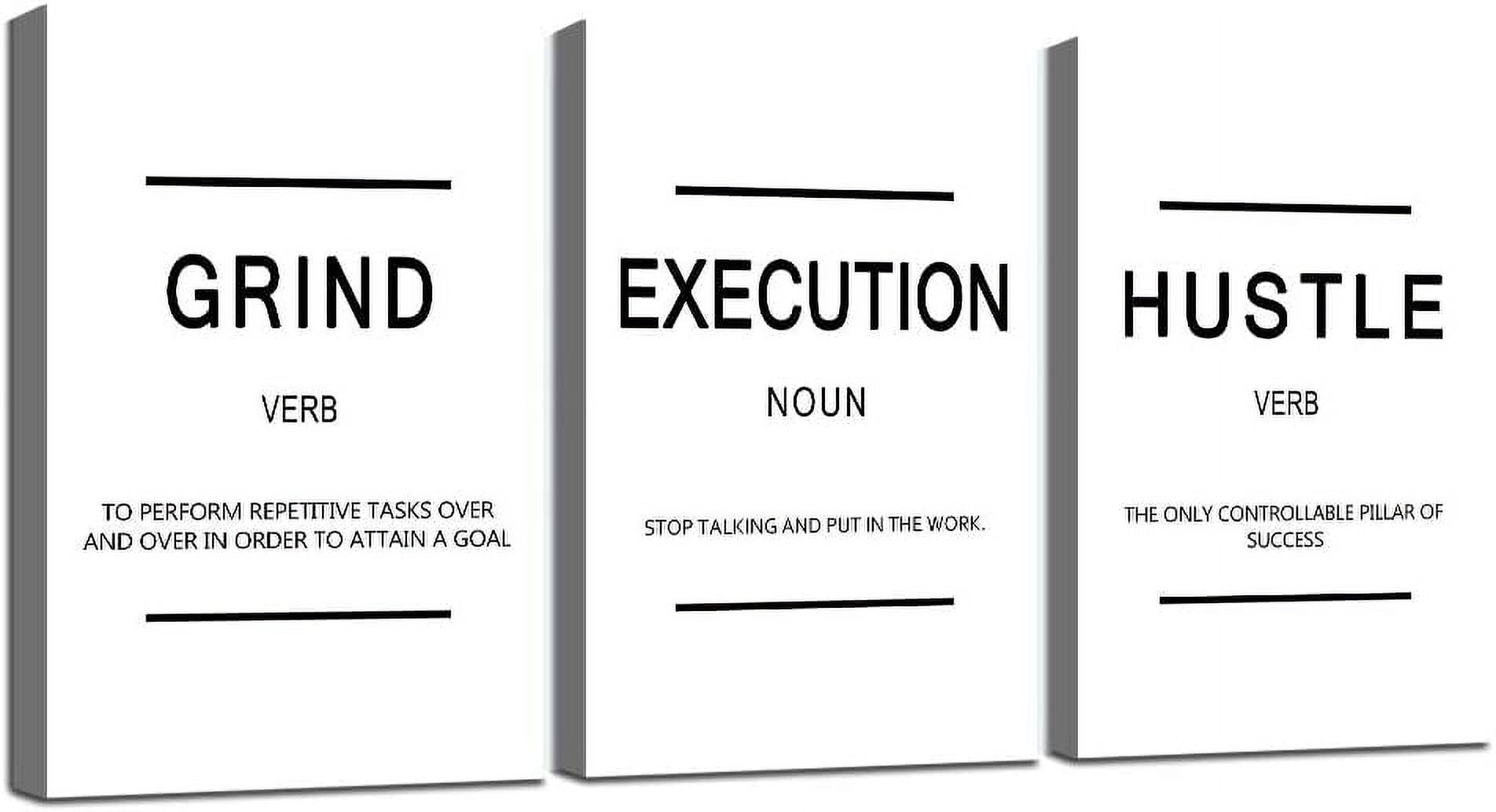 Inspirational Wall Art - Framed Canvas Wall Art,Grind Slogan,Success ...