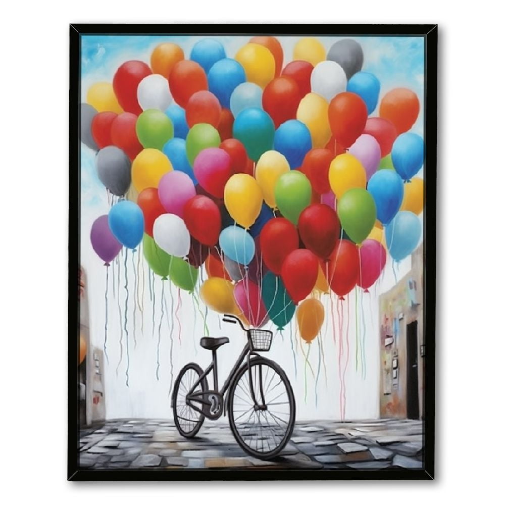 Inspirational Wall Art for Girls: "Never Stop " Balloon Girl Riding ...