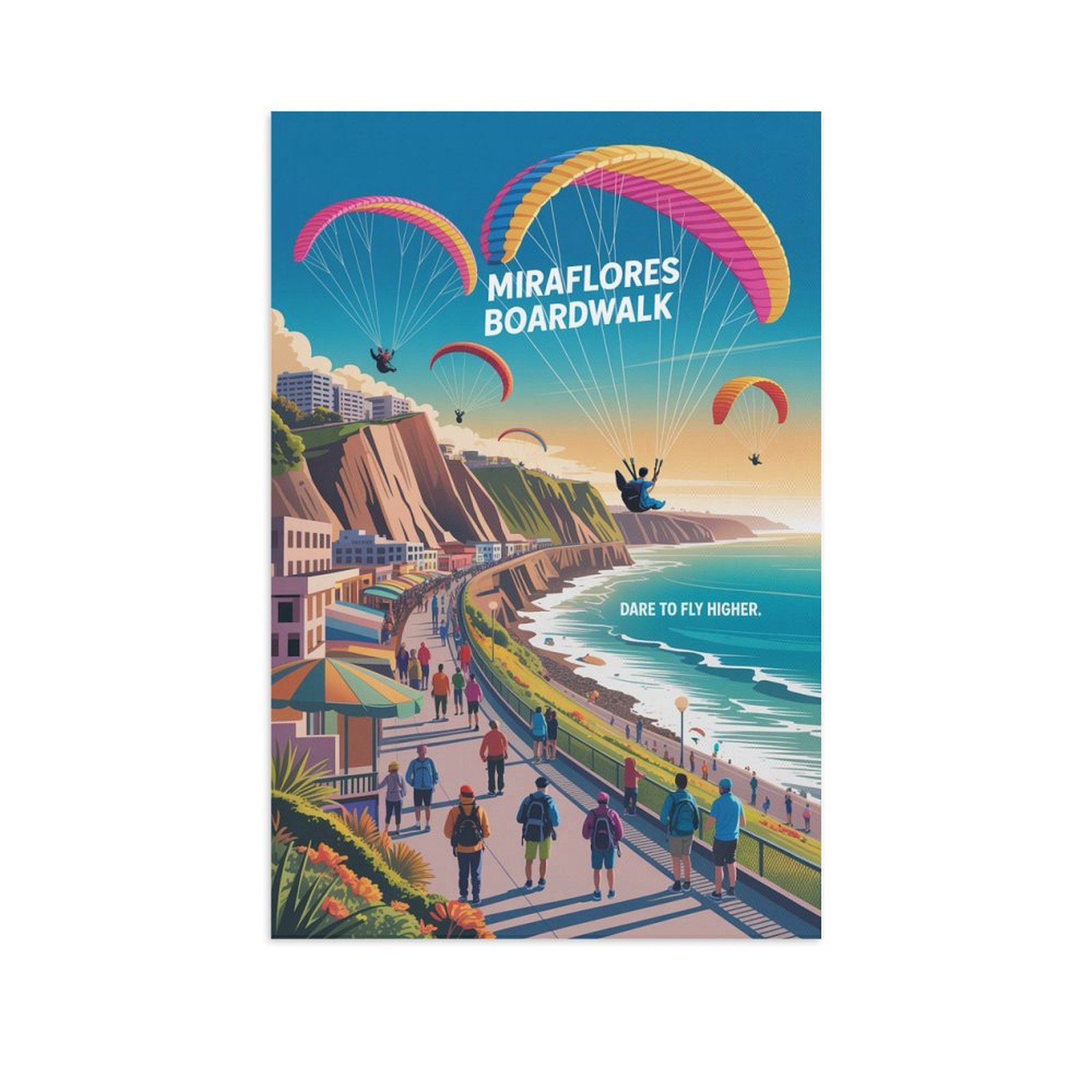 Inspirational Wall Art Miraflores Boardwalk Motivational Travel Poster ...