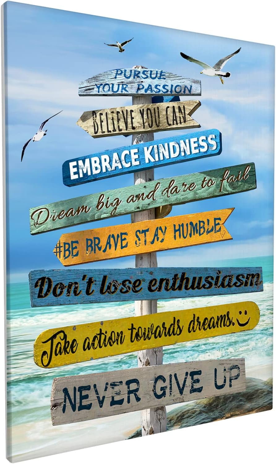 Inspirational Wall Art Motivational Ocean Beach Scenery Poster Positive ...