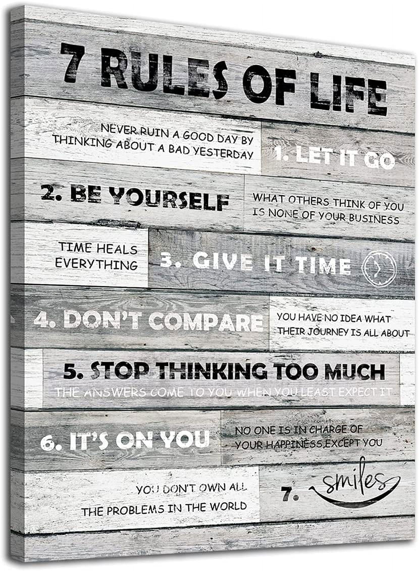 Inspirational Wall Art Motivational Quotes 7 Rules of Life Canvas ...