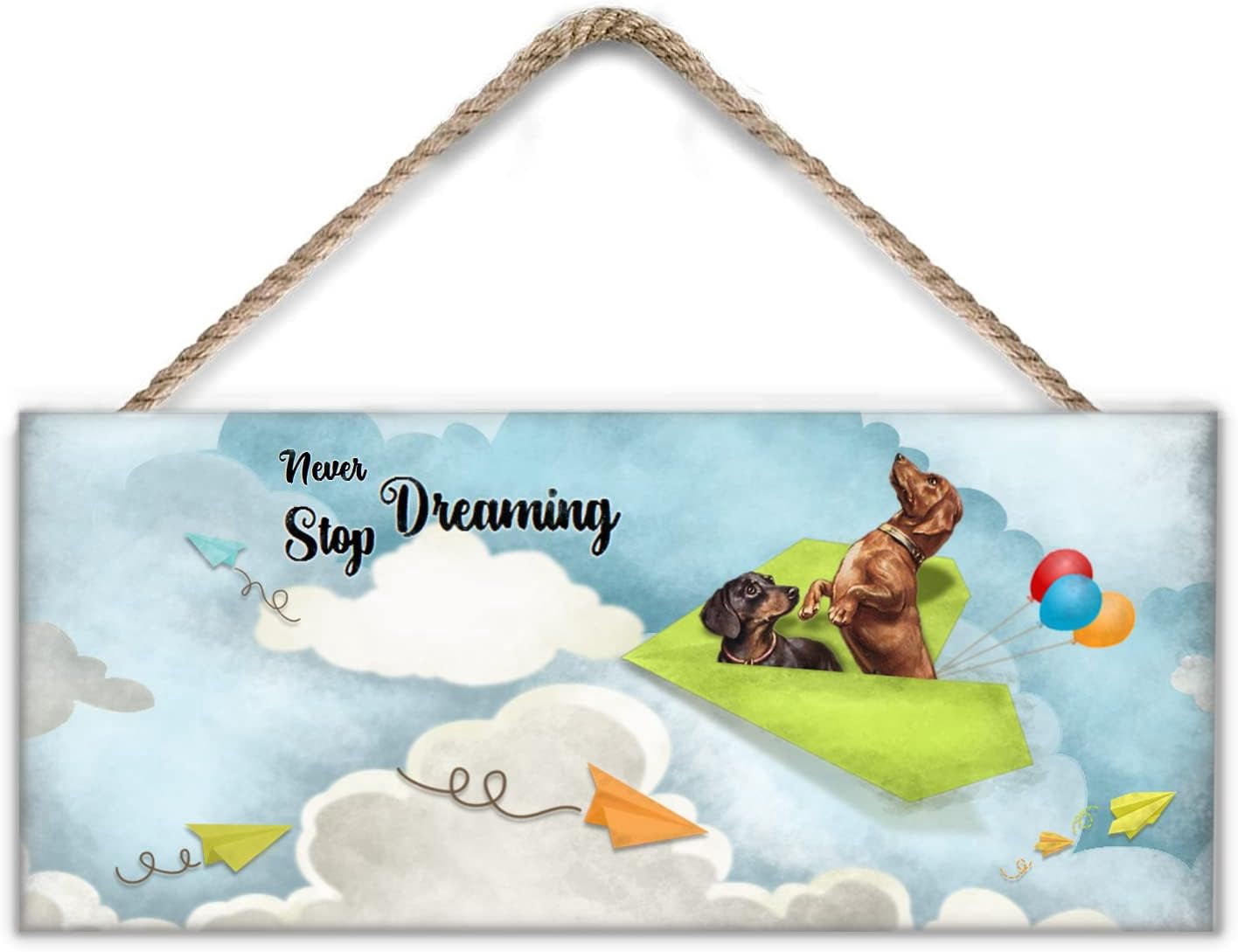 Inspirational Wall Art -Never Stop Dreaming,Dachshunds Dog - Balloon ...