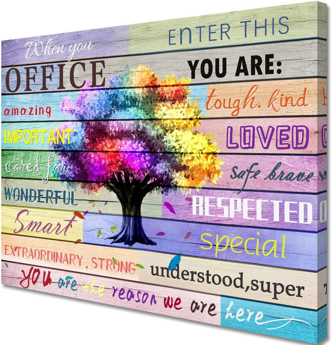 Inspirational Wall Art Office Motto Decor Quotes Colorful Tree Signs ...