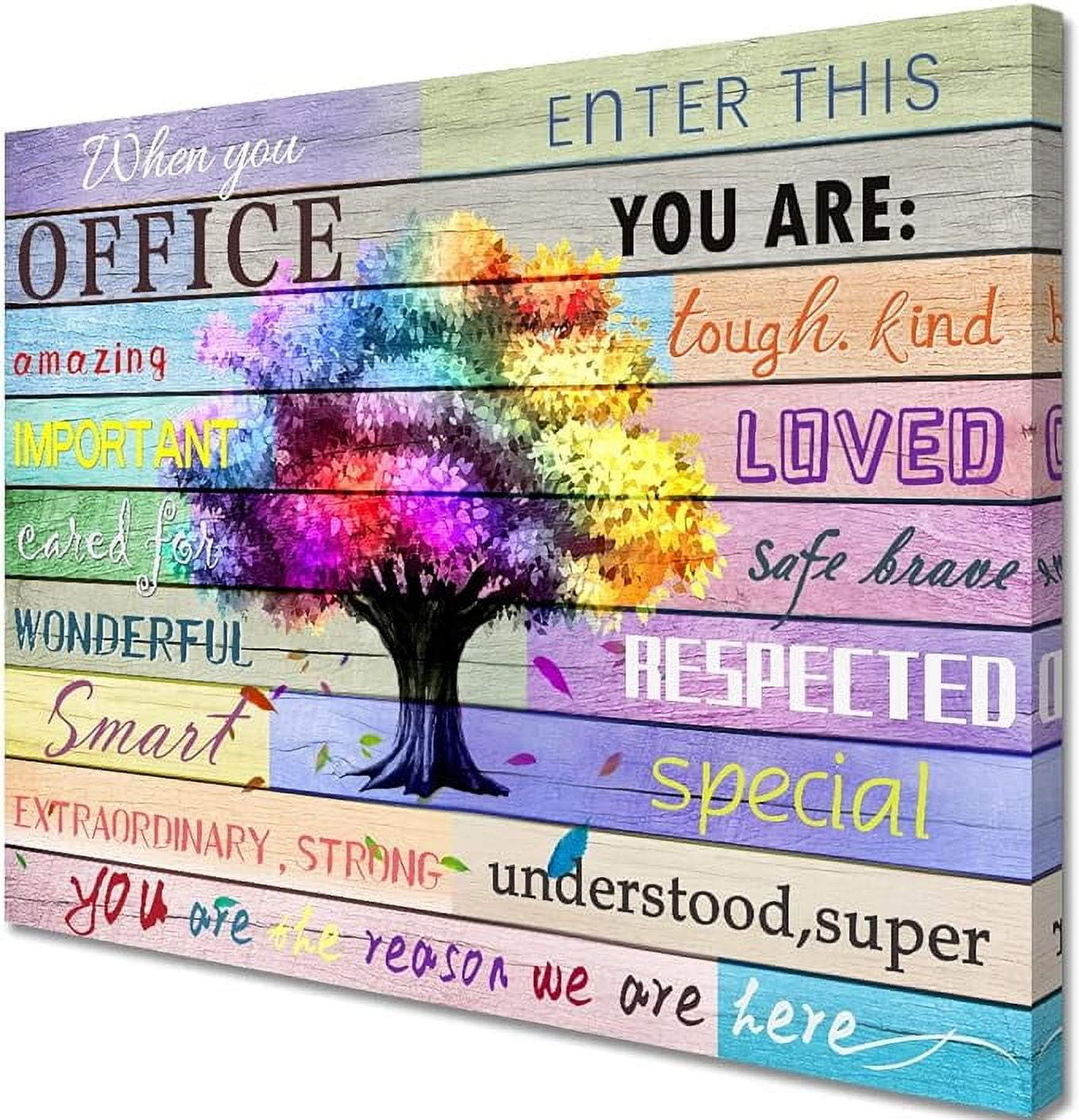 Inspirational Wall Art Office Motto Decor Quotes Colorful Tree Signs ...