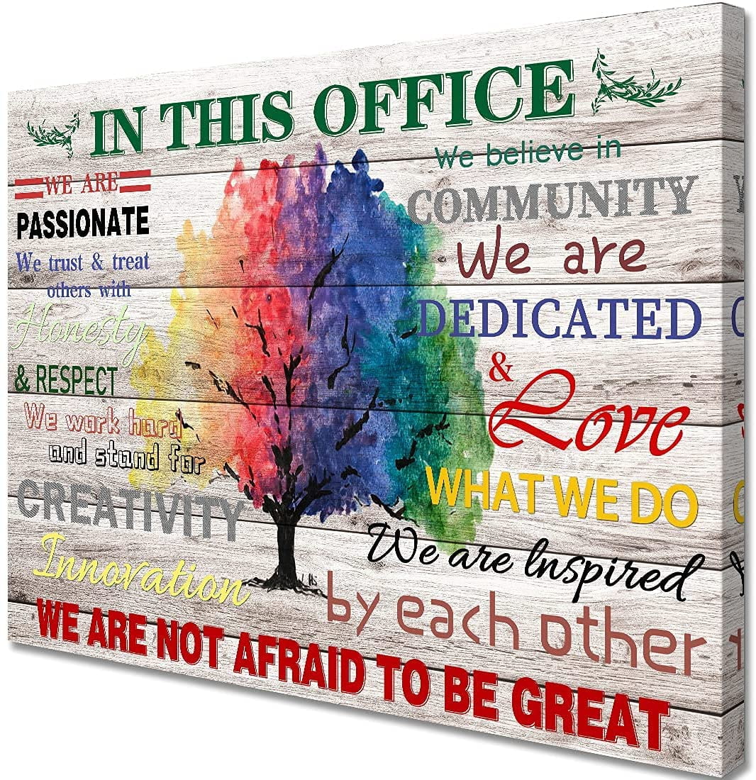 Inspirational Wall Art Office Motto Decor Quotes Colorful Tree Signs ...