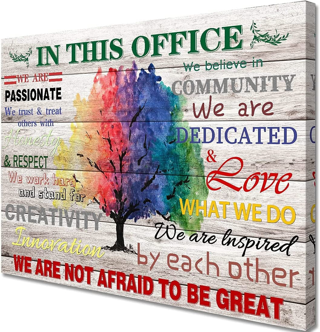 Inspirational Wall Art Office Motto Decor Quotes Colorful Tree Signs ...