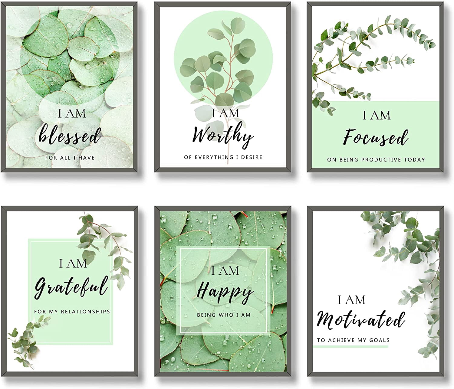Inspirational Wall Art Print Set of 6 Tropical Botanical Leaves Wall ...