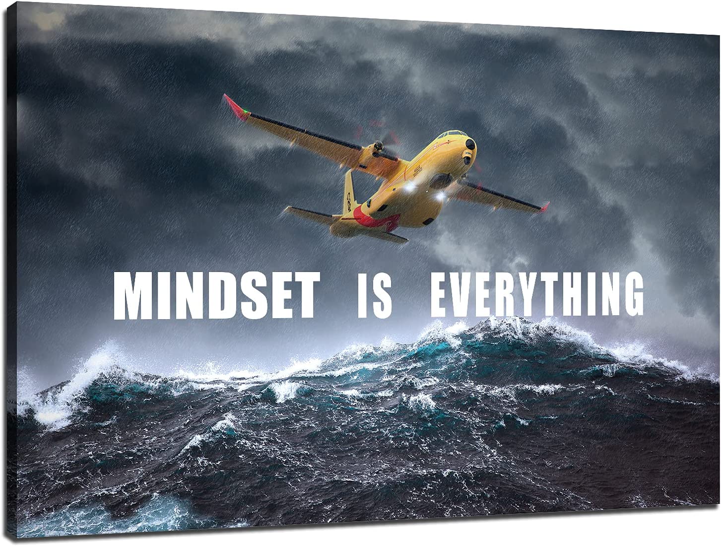 Inspirational Wall Art Storm Airplane Pictures Grey Background Canvas ...