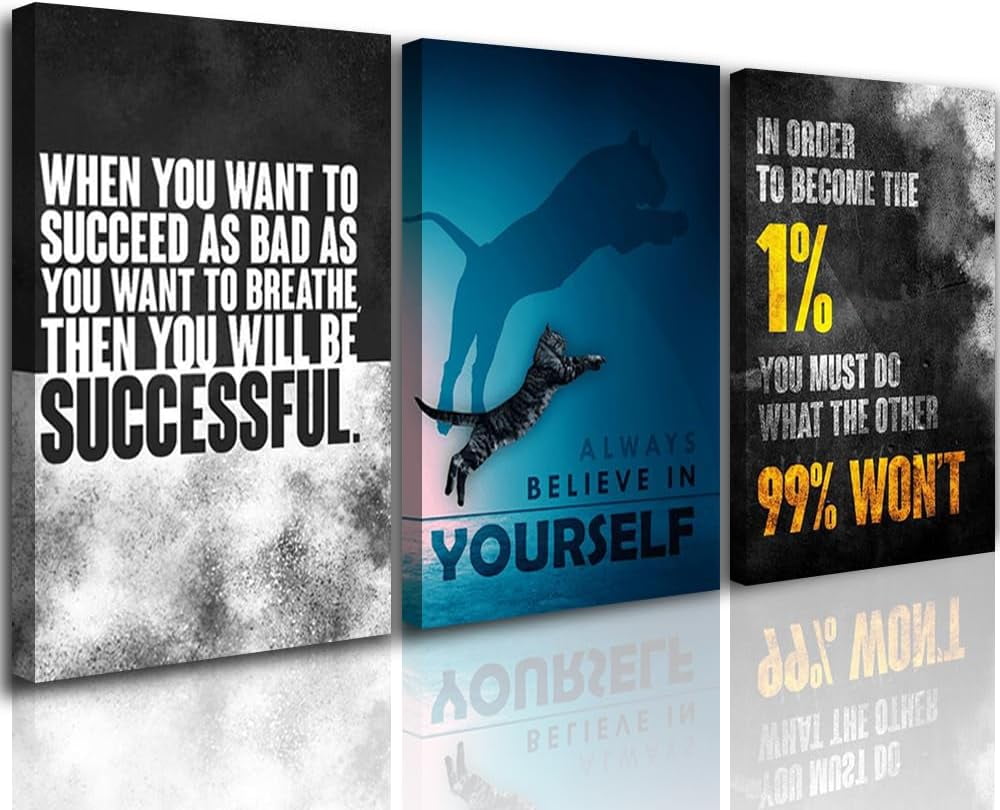 Inspirational Wall Art Success Motivational Poster Canvas Paintings 3 ...