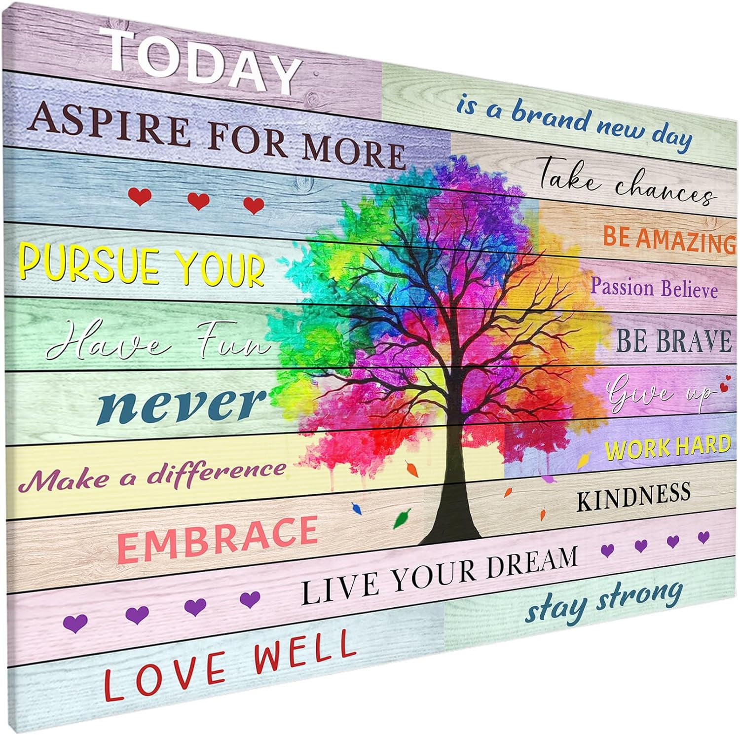 Inspirational Wall Art for Office, Motto Decor Quotes, Colorful Tree ...