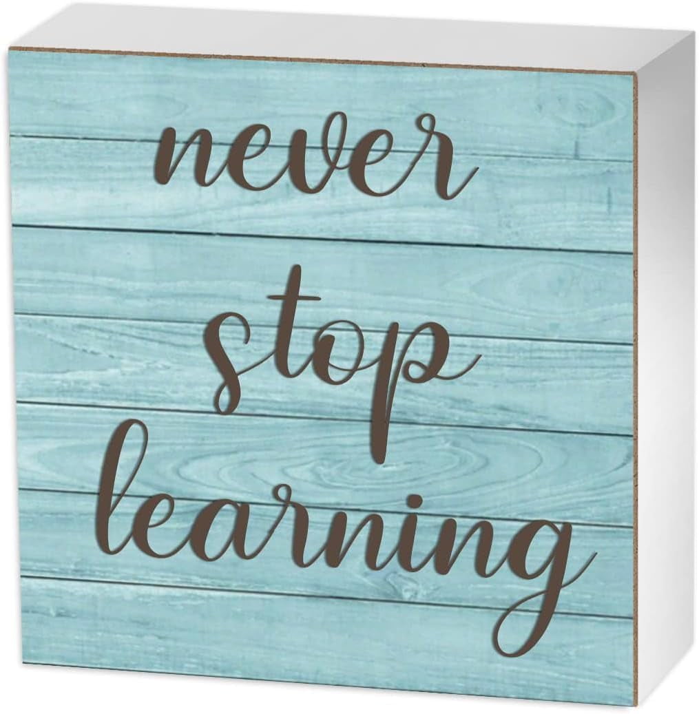 Inspirational Wall Box Sign Never Stop Leaining Wood Box Sign ...