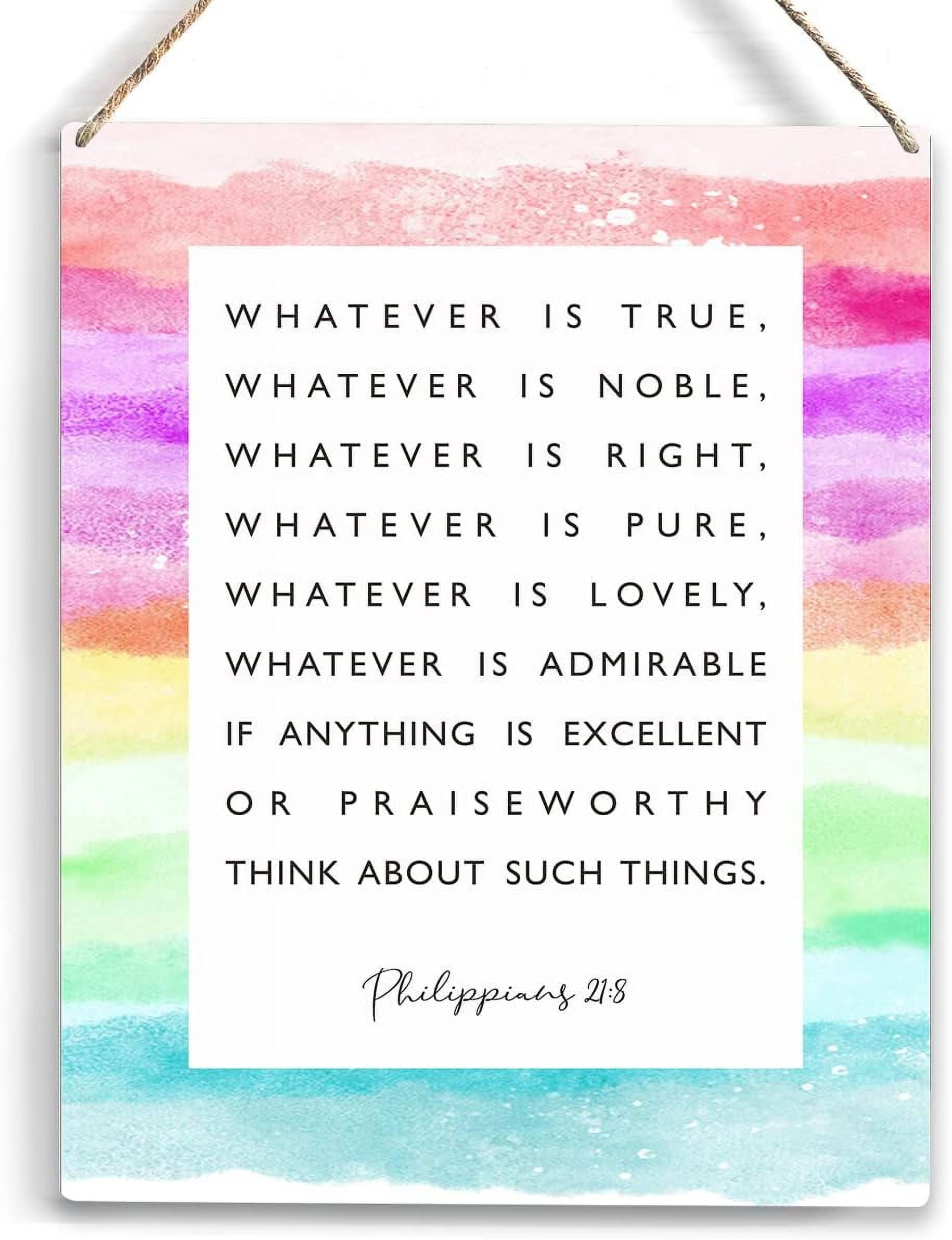 Inspirational Whatever is Noble Bible Verse Wood Sign Rustic ...