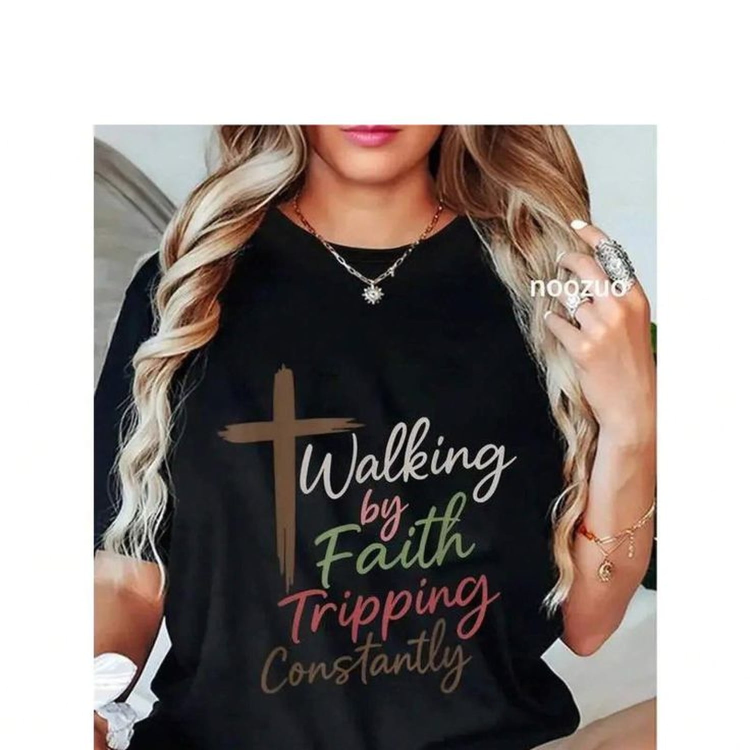 Inspirational WoM1en's T1EE – CrO1SS Print And _Walking By Faith ...