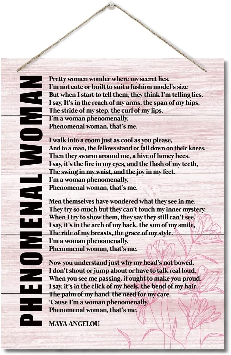 Inspirational Wood Art Signs Maya Angelou Phenomenal Woman Poem Inspirational Wall Art Sign