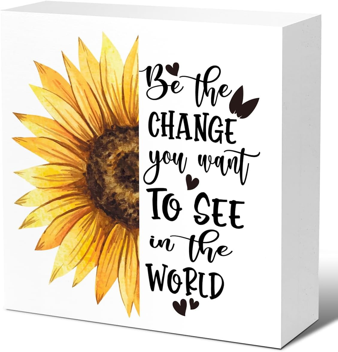 Inspirational Wood Box Sign,Be The Change You Want Motivational Wooden ...