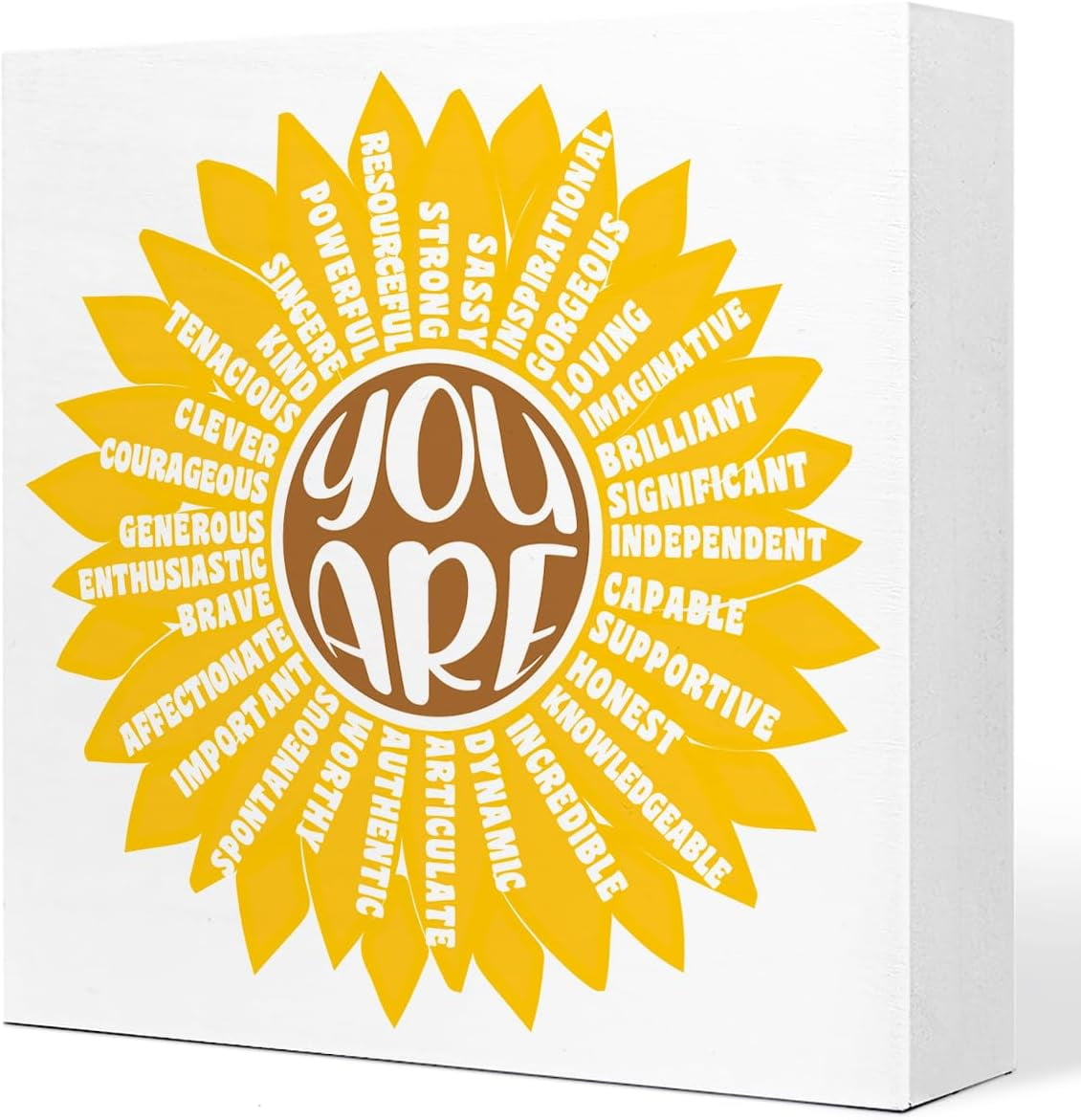 Inspirational Wood Box Sign Desk Decor,Motivational Sunflower Office ...