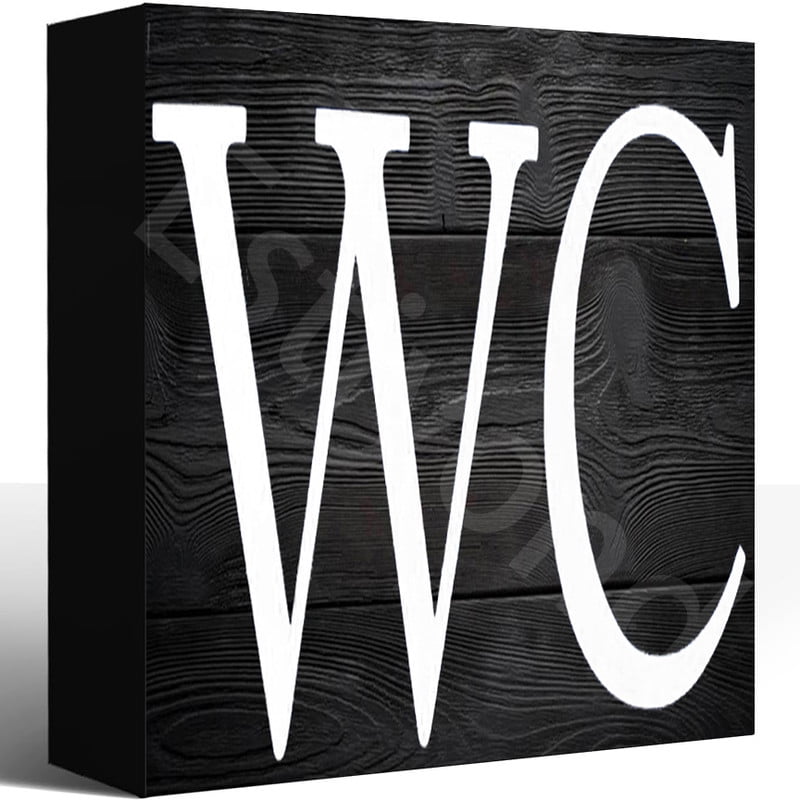 Inspirational Wood Box Sign Wc Custom 10 X8 Bathroom Restroom Bath Loo ...