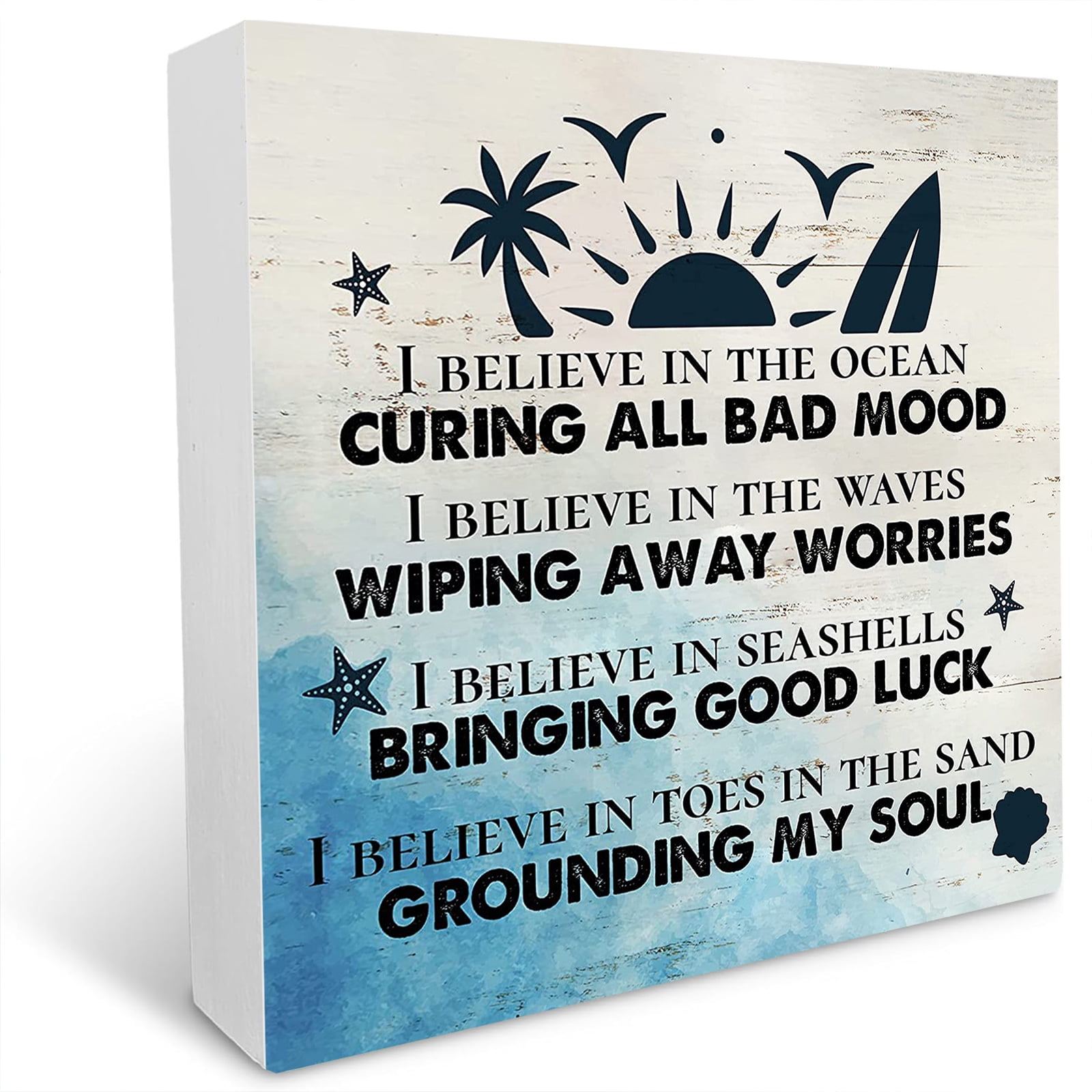 Inspirational Wooden Box Sign Desk Decor I Believe in the Ocean Curing ...