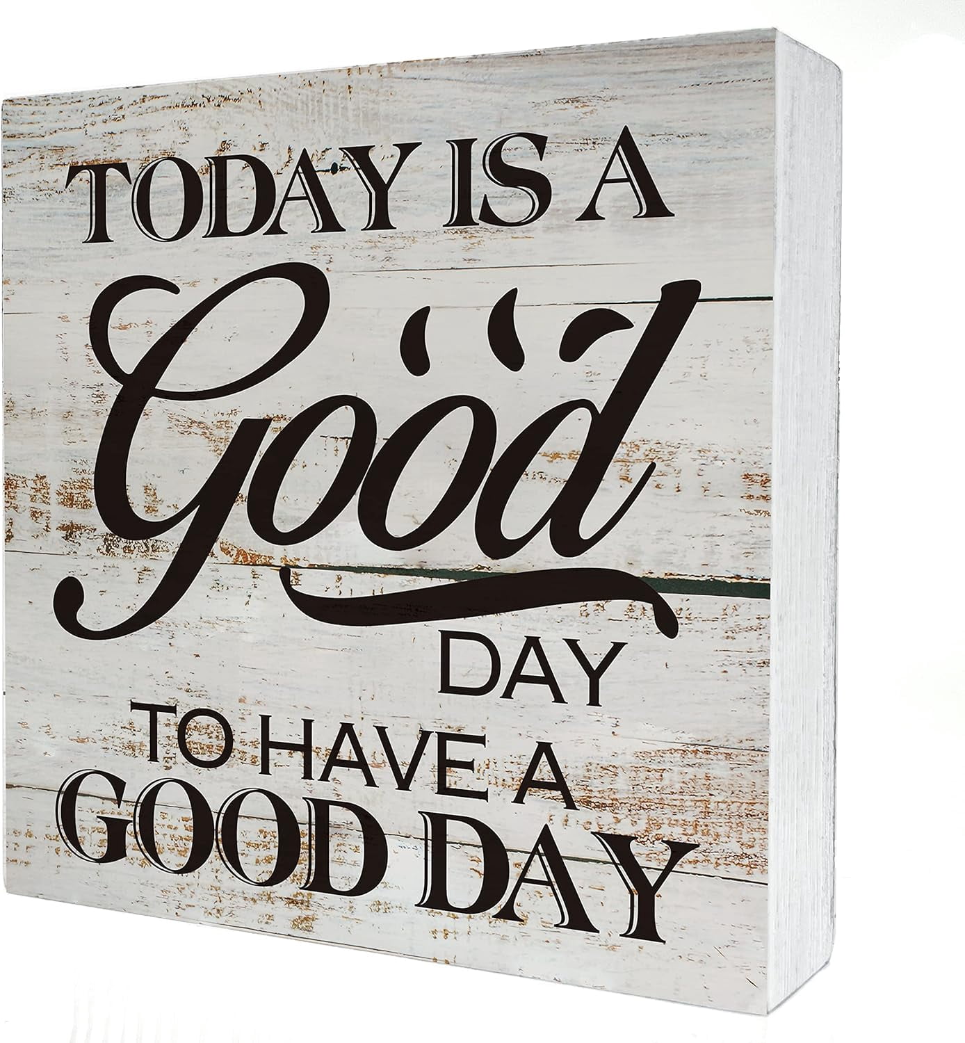 Inspirational Wooden Box Sign Desk Decor Today is a Good Day Wood Block ...