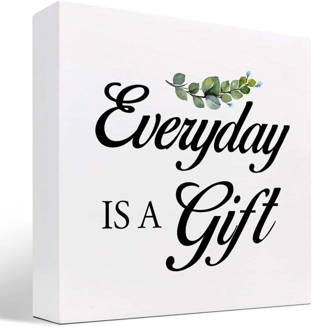 Inspirational Wooden Box Sign, Everyday is A Gift Wood Block Sign ...