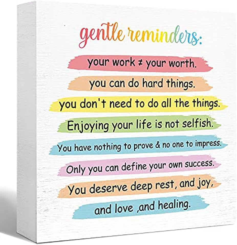 Inspirational Wooden Box Sign Gentle Reminders You Can Do Hard Things ...