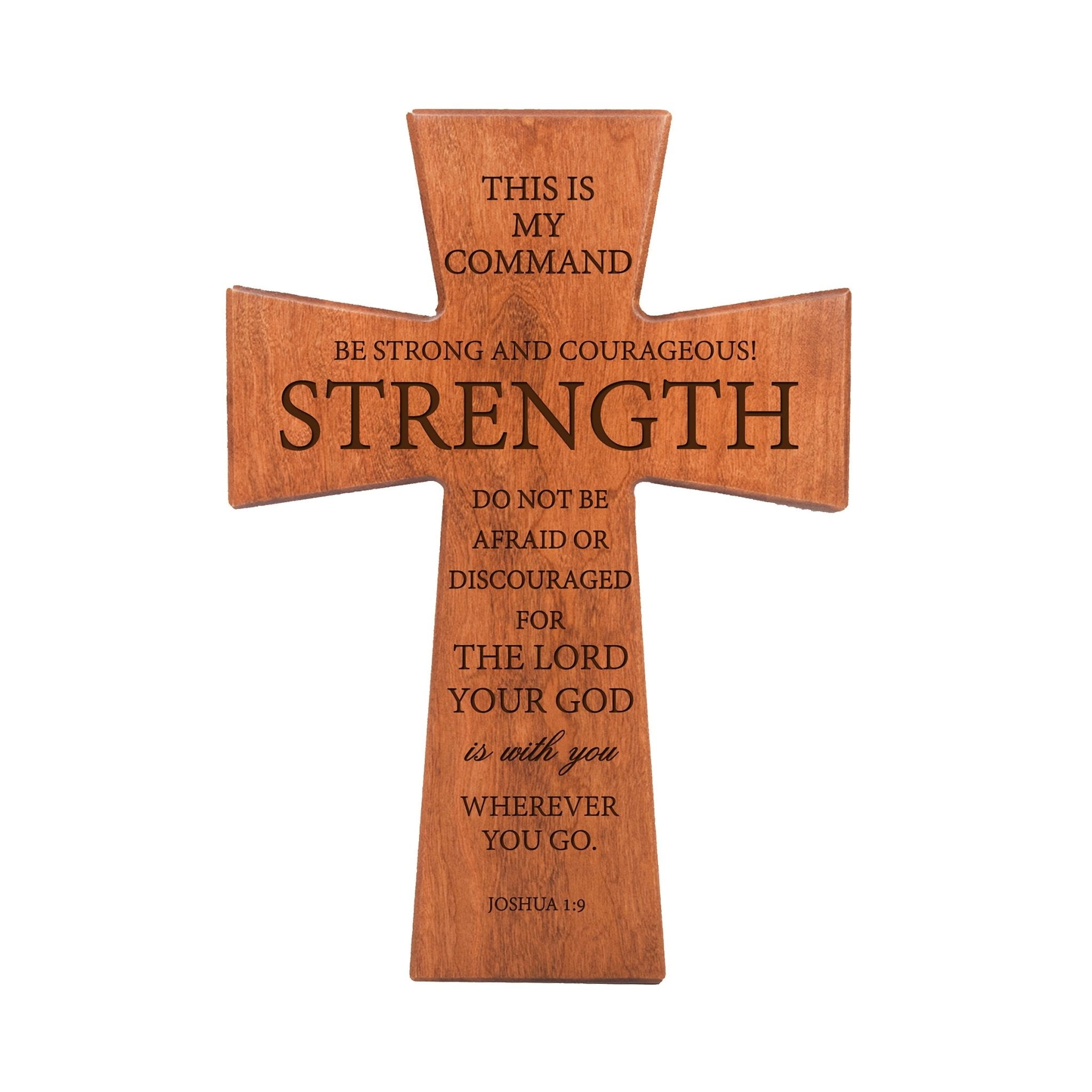 Inspirational Wooden Hanging Wall Cross 7x11 – Be strong and courageous ...