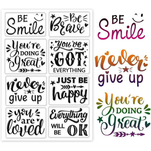 Inspirational Word Clear Stamp Emotional Expression Text Silicone Clear ...