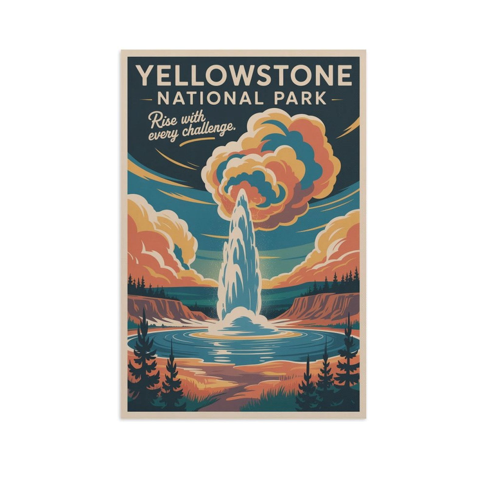 Inspirational Yellowstone National Park Retro Travel Motivational Wall ...