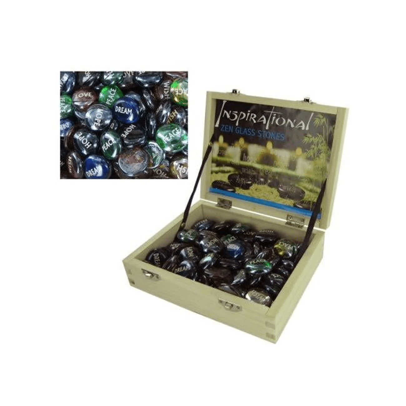 Inspirational Zen Glass Stones Wooden Box, Stylish and Durable Storage ...