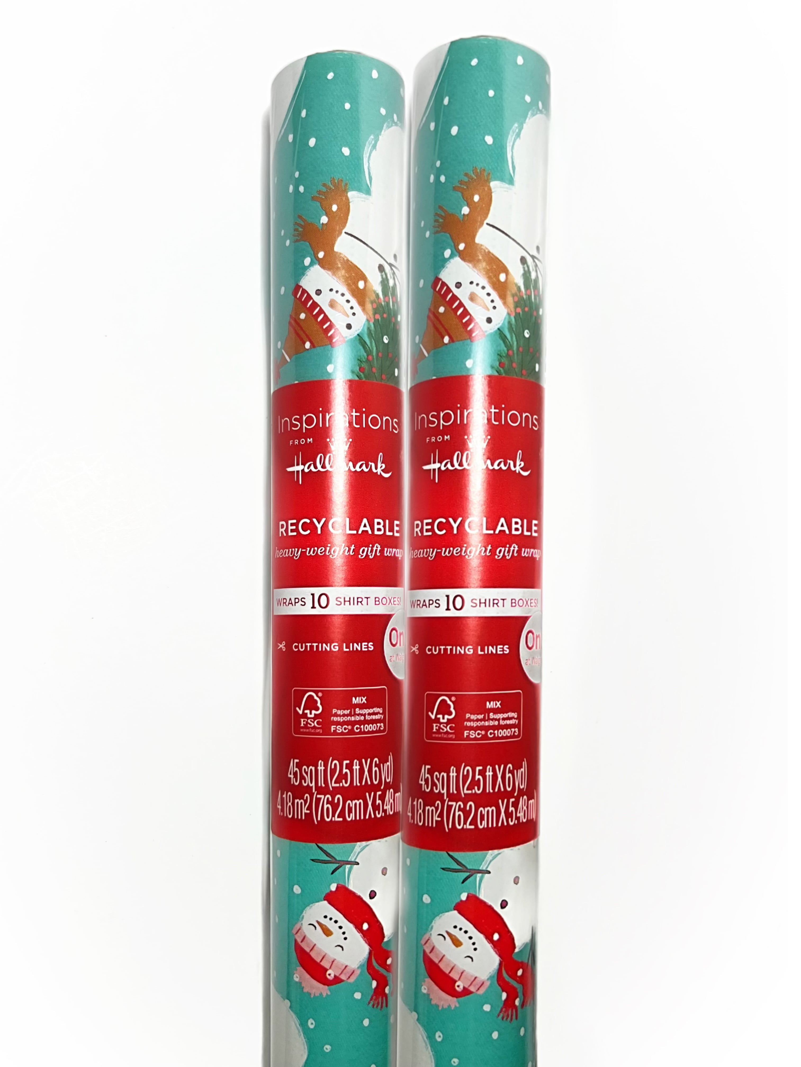 Inspirations from Hallmark Holiday Wrapping Paper Roll (Snowman on blue ...