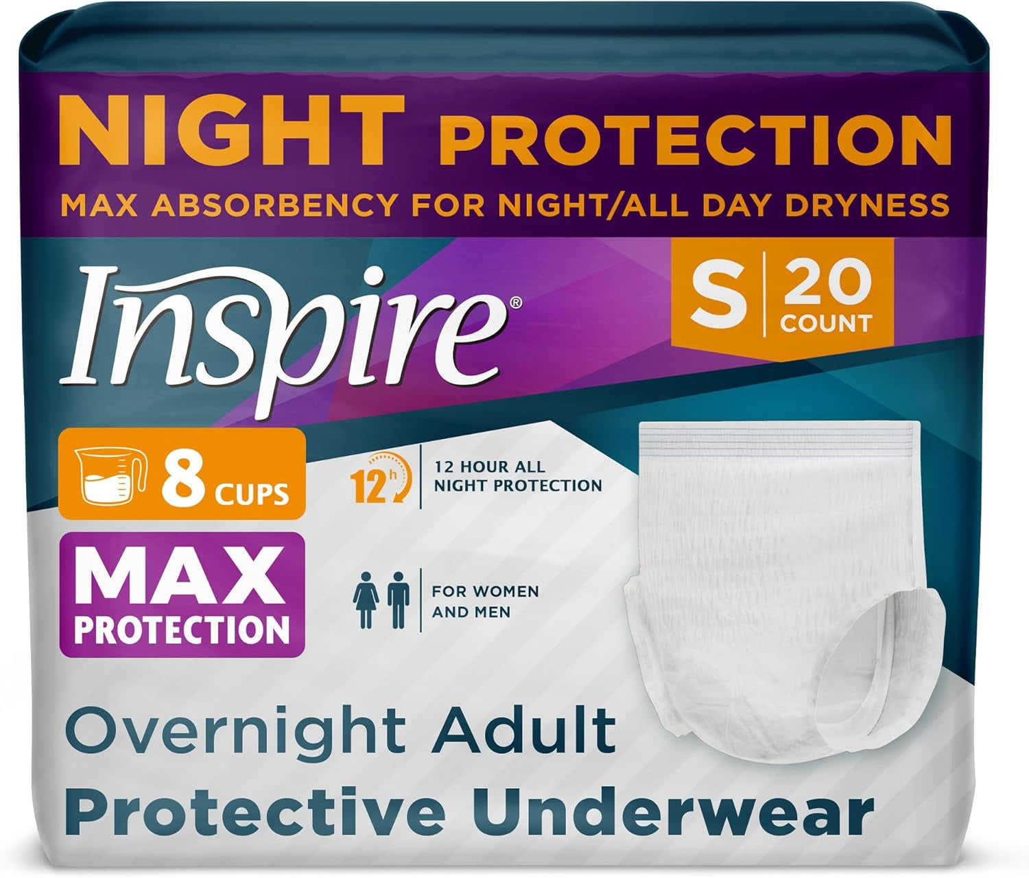 Inspire Adult Diapers Women or Men - MAX Absorbency (Small (20 Count ...
