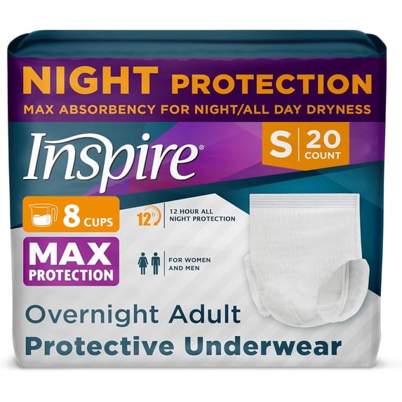 Inspire Adult Diapers Women or Men - MAX Absorbency (Small (20 Count ...