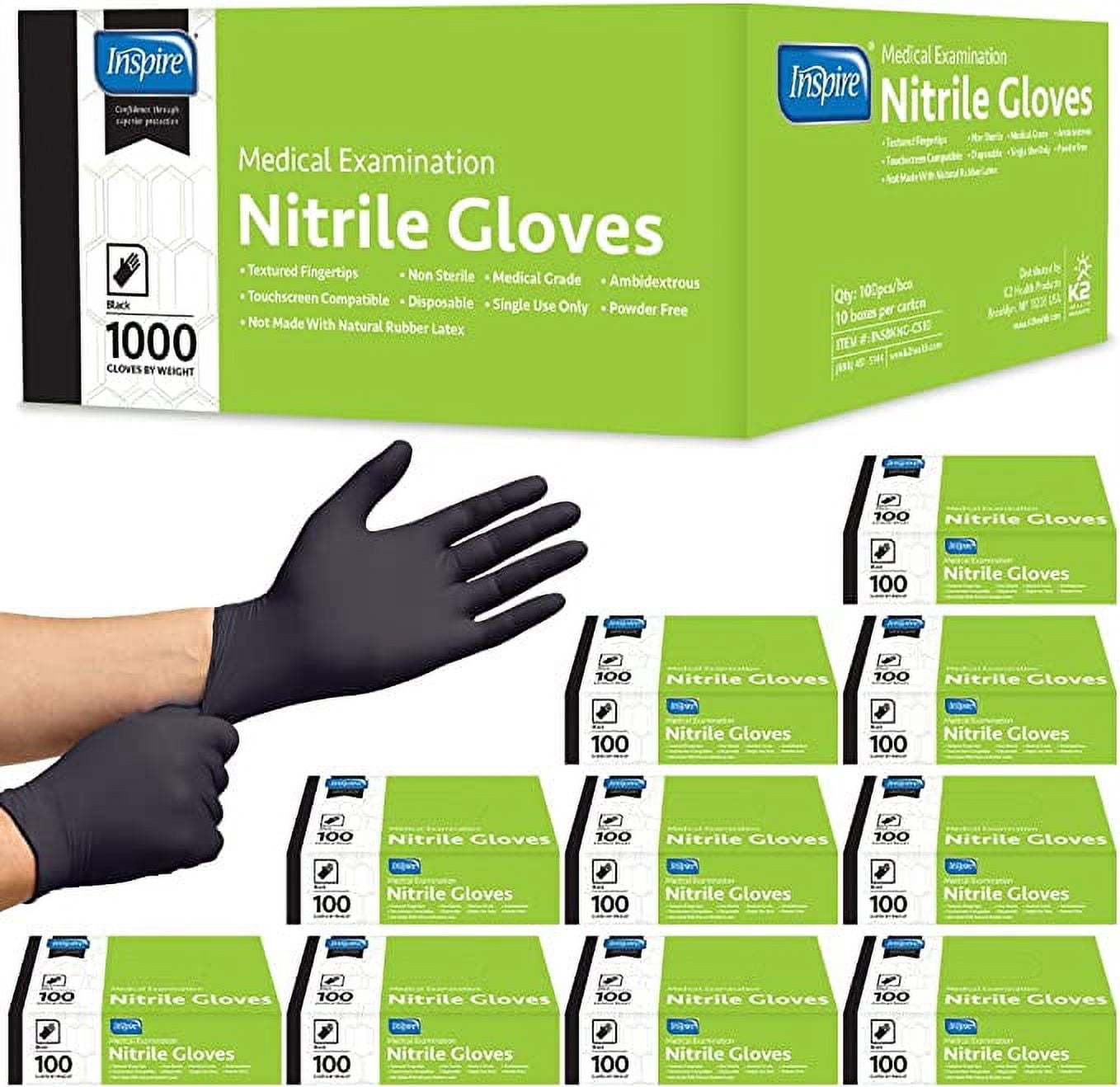 Inspire Black Nitrile Gloves | THE ORIGINAL Quality Stretch Nitrile ...
