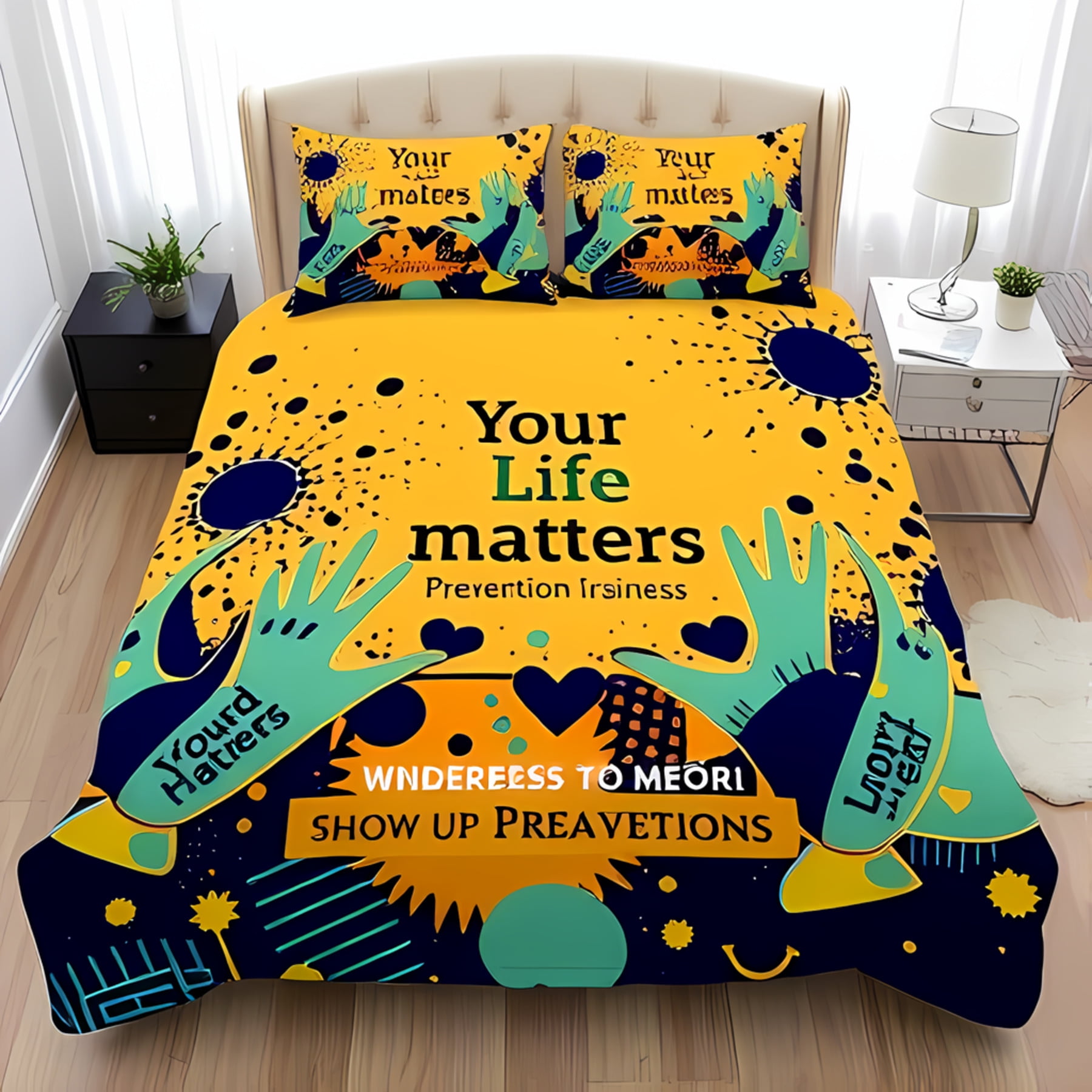 Inspire Change with Our 3-Piece Duvet Cover Set - "Your Life Matters ...