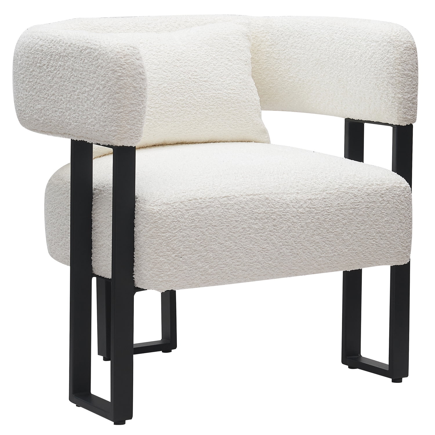 Inspire Contemporary Boucle Fabric Accent Chair Ivory Black - Walmart.com