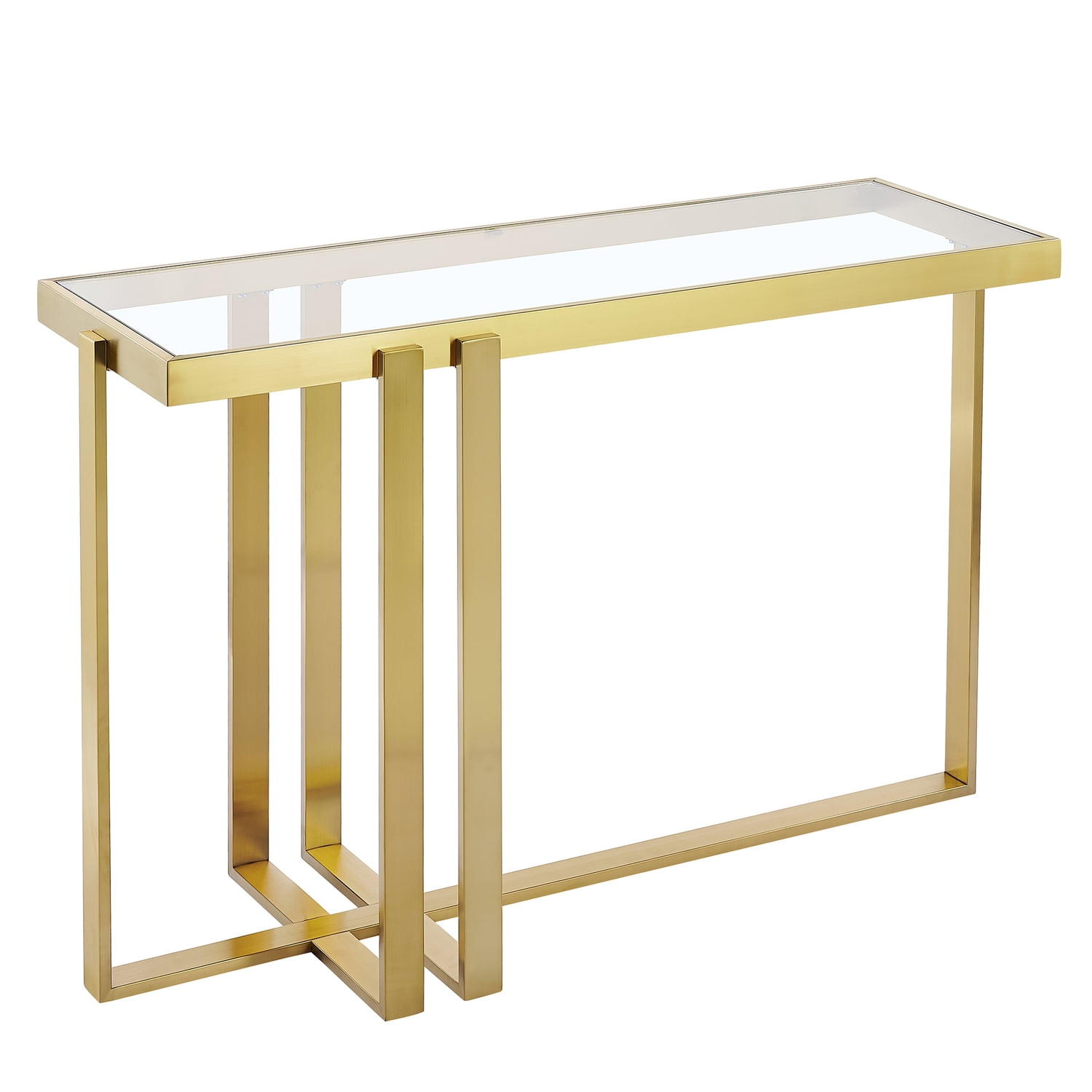 Inspire Contemporary Metal Glass Console Table Gold - Walmart.com