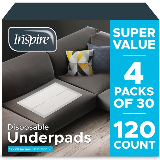 Inspire Disposable Underpads (120, 24" x 17") - Walmart.com
