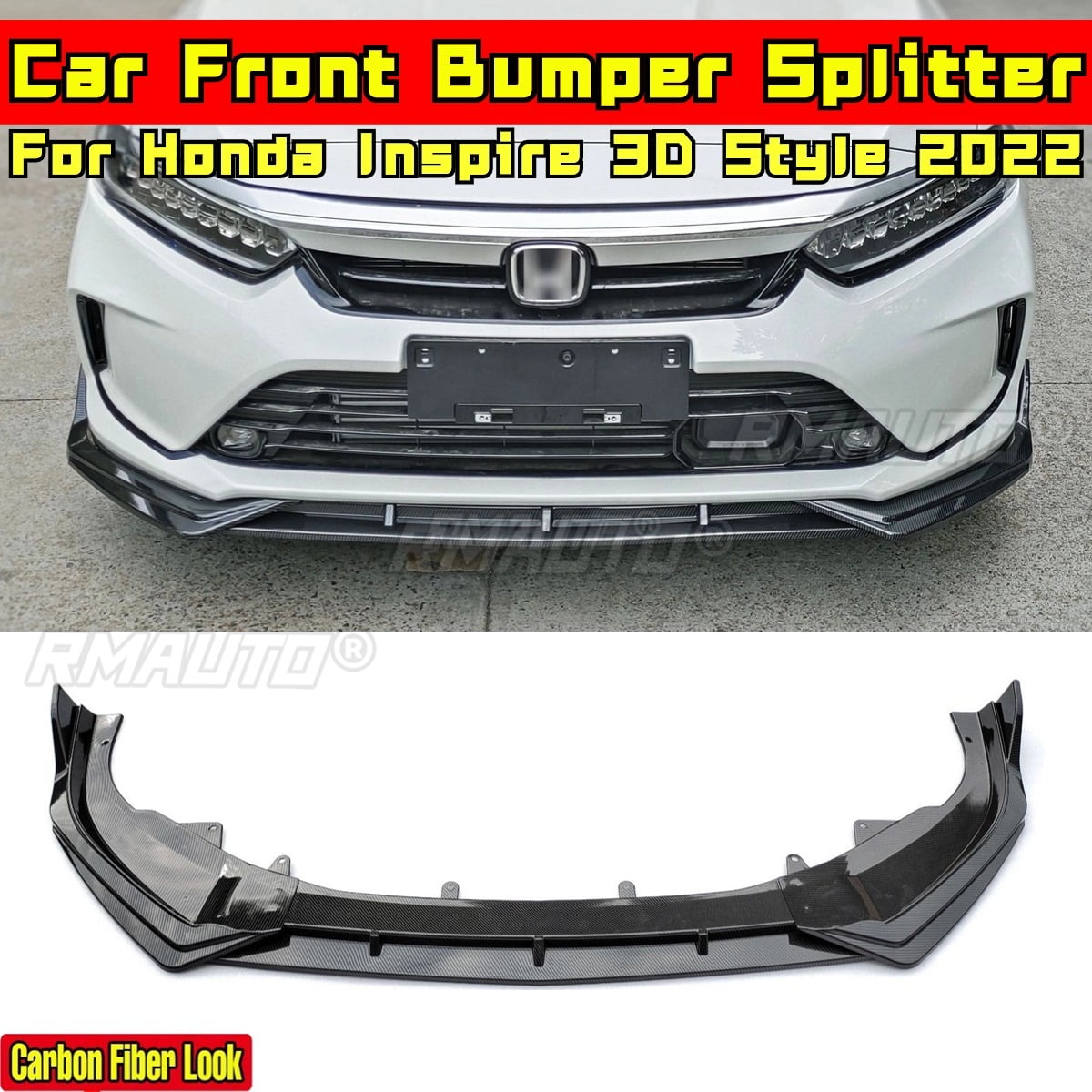 Inspire Front Bumper Splitter Matte Black 3D Style Bumper Diffuser Spoiler Body Kit For Honda ...